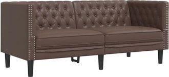 vidaXL Chesterfield-Sofa 2-Sitzer Braun Kunstleder Vidaxl