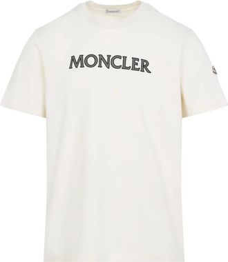 Moncler Homme, Tops, Blanc, Taille: XL T-Shirt Manches Courtes