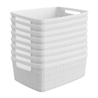 Curver 8er-Set mit kleinen dekorativen Aufbewahrungsk&ouml;rben aus Jute, Kunststoff, perfekte Beh&auml;lter f&uuml;r Zuhause, B&uuml;ro, Schrankregale, K&uuml;che, Speisekammer und 