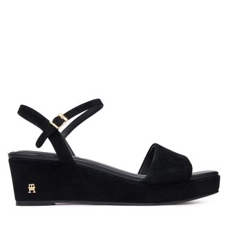 Tommy Hilfiger Sandalen Tommy Hilfiger Suede Wrapped Mid Wedge FW0FW09235 Schwarz