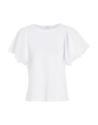 8 by YOOX ORGANIC COTTON RUFFLED SLEEVE TOP