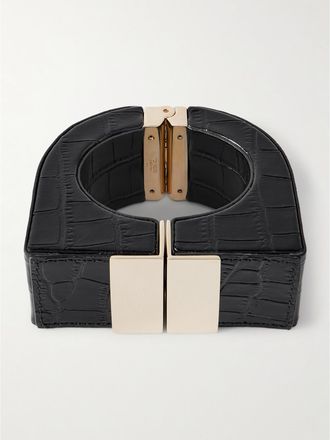 Tom Ford Armreif Aus Lackleder Mit Krokodileffekt - Schwarz