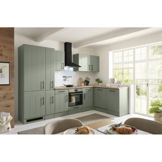 Respekta L K&uuml;che Einbau Winkelk&uuml;che Landhaus Gr&uuml;n Anton 310 cm K&uuml;hlschrank gro&szlig; Respekta