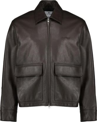 Courr&egrave;ges Homme, Vestes, Brun, Taille: L Veste en cuir &agrave; 2 poches