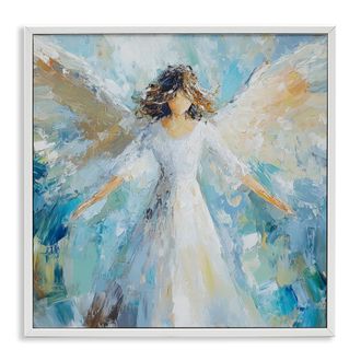 Stupell Industries Flying Glory Angel Giclée-Kunst, gerahmt, Design von Petal Prints Design, 30,5 x 30,5 cm, Grau