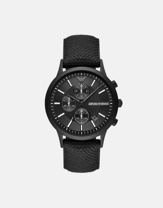 Emporio Armani Montre pour homme en acier inoxydable &agrave; mouvement chronographe - Noir