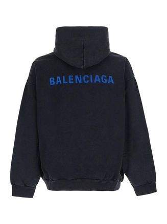 Balenciaga Logo-Printed Cotton Hoodie - Black