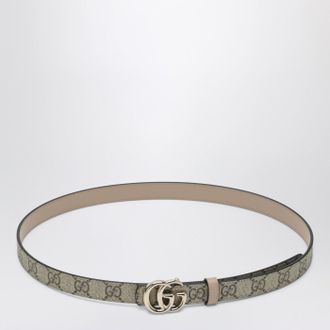 Gucci Schmaler reversibler GG-Marmont-G&uuml;rtel in Beige/GG Supreme