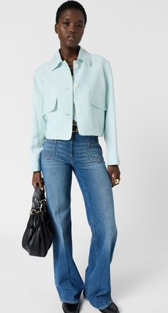 Gerard Darel Veste courte &agrave; col chemise - TILDA - Vert deau