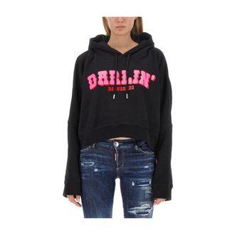 Dsquared2 Logo Baumwoll-Sweatshirt - - Sweatshirts & Hoodies - Damen - Schwarzk - XS