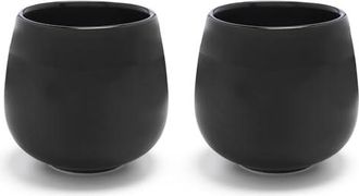 Bredemeijer 2-TLG. Schwarze Porzellan Teebecher - Teetassen mit 150 ml Fassungsvermögen, Black