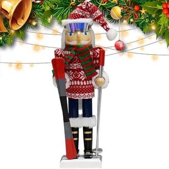 Generic Figurines Casse-Noisette De Ski - D&eacute;coration De Vacances En Bois De 14,96 Pouces, Statue Festive De Casse-Noisette, Ornement Saisonnier Classique | Bi