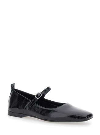 Vagabond Womens Black Ballerinas With Adjustable Strap Cow Ballerina Shoes