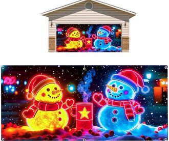 Generico Garagentorabdeckung f&uuml;r Weihnachten | LED-Dekoration f&uuml;r Innen und Au&szlig;en, Abdeckung f&uuml;r Garagentore, Tor-Dekoration, f&uuml;r Weihnachtsfeiern im Haus und 