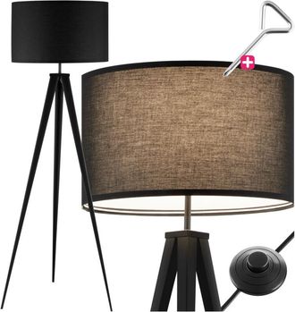 TecTake Tectake - Lampadaire Lunaris, abat-jour en tissu, tr&eacute;pied