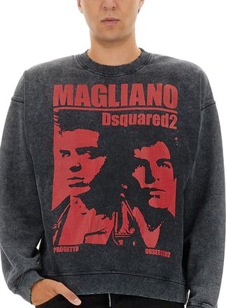 Dsquared2 Logo Print Cotton Sweatshirt - Gray