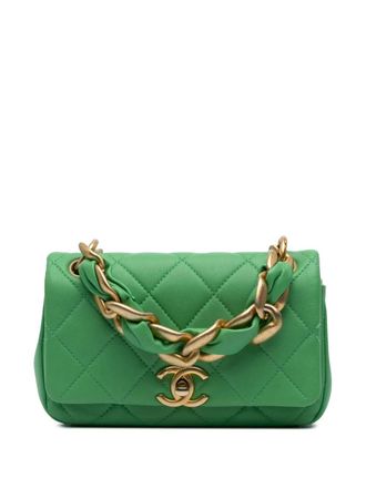 Chanel 2021 kleine gesteppte Chain is More Flap Satchel-Tasche - Gr&uuml;n