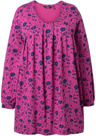 Ulla Popken T-Shirt Shirt Zierfalten A-Linie Carree-Ausschnitt Langarm