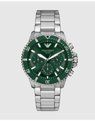 Emporio Armani World Explorer - Solarbetriebener Chronograph f&uuml;r Herren aus silberfarbenem Edelstahl, AR11741