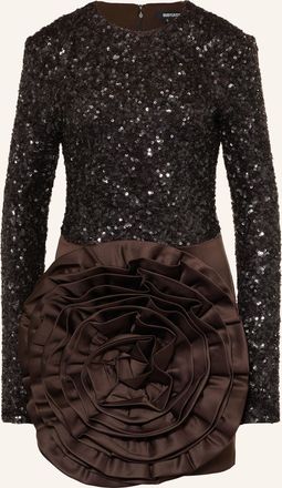 Rotate Rotate Cocktailkleid Im Materialmix Mit Pailletten braun