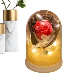 Generic Forever Flowers - Rose In Glaskuppel Mit LED-Licht | Langlebige, Konservierte Rosenstrau&szlig;-Nachtlampe F&uuml;r Mutter, Ehefrau, Freundin, Tochter, Valentins