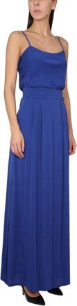 Max Mara Femme, Robes, Bleu, Taille: 40 FR Thin Epaulettes 100% Silk
