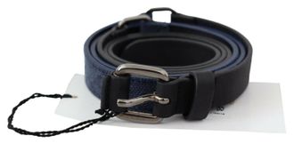 Costume National Womens Black Blue Leather Silver Logo Belt