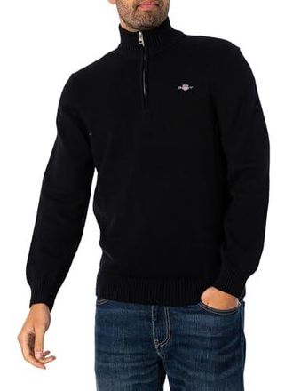GANT Sweat-Shirt décontracté en Coton pour Homme avec Demi-Fermeture éclair, Noir, Noir, XL