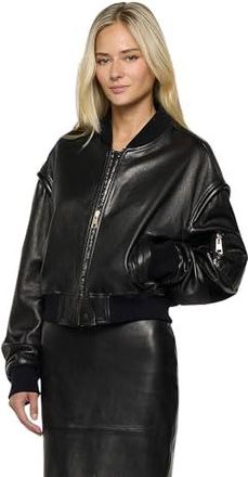 Simona Corsellini Veste en cuir noir femme 42, Noir, 38