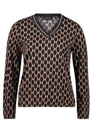 Betty Barclay Damen Blusenshirt mit V-Ausschnitt 40, Schwarz/Beige