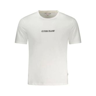 Guess Homme, Tops, Blanc, Taille: XL T-shirt en coton brod&eacute;