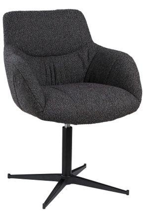 Novel Armlehnstuhl, Braun, Schwarz, Metall, Textil, Rundrohr, Drehkreuz, 63x85x66 cm, Stoffauswahl, Sitzfl&auml;che 360&deg; drehbar, Esszimmer, St&uuml;hle, Esszimmerst&uuml;