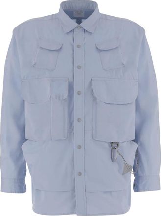 And Wander Homme, Chemises, Bleu, Taille: L Chemise en m&eacute;lange de coton avec poches multiples