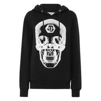 Philipp Plein Femme, Sweatshirts et sweats &agrave; capuche, Noir, Taille: 44 FR Hooded Sweatjacket Skull