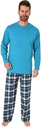 Normann Pyjama long pour homme avec pantalon en flanelle - 223 101 10 872, Turquoise., 52