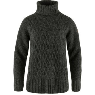 Fj&auml;llr&auml;ven Damen &Ouml;vik Cable Knit Roller Neck Sweatshirt, Dark Grey, XXS