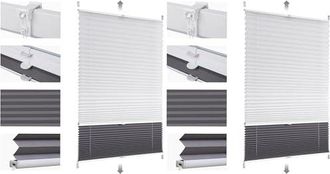 Sekey Plissee Doppelplissee Day+Night Verdunkelung ohne Bohren verspannt Lichtschutz, Klemmfix, 35x100cm, Wei&szlig; und Grau (Packung mit 2)