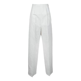 Sportmax Baumwoll Leinen Hose - - Trousers - Damen - Wei&szlig; - 2XS