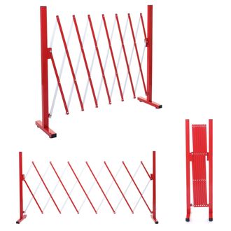 Mendler Absperrgitter HWC-B34, Scherengitter Zaun Schutzgitter ausziehbar, Alu rot-wei&szlig; - H&ouml;he 103cm, Breite 28-200cm