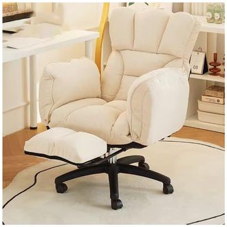 Generic Professioneller ergonomischer Gaming-Stuhl mit Rädern und Fußstütze für den Schreibtisch im Home-Office, Beige, Liegesofa-Sitz für Wohnzimmer und Schl