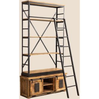 Sklum B&uuml;cherregal mit Treppe aus Mangoholz Uain Mango-Holz