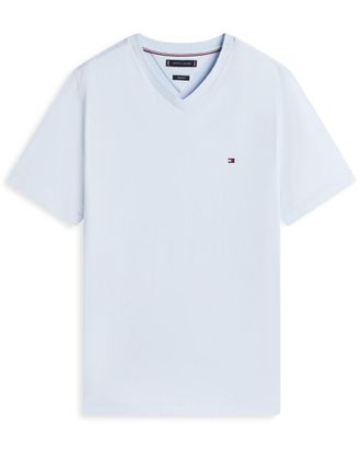 Tommy Hilfiger Softes T-Shirt mit V-Ausschnitt und kleiner Flag-Stickerei in