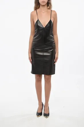 Saint Laurent Enges Lederkleid Mit Offenem R&uuml;cken Saint Laurent