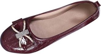 Generic Chaussures plates d&eacute;contract&eacute;es &agrave; bout rond pour femme - L&eacute;g&egrave;res et confortables - &Agrave; enfiler - Pour le bureau, le travail, les loisirs, bordeaux, 41.5