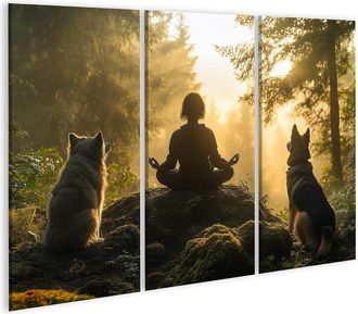 Islandburner Prime Bild auf Leinwand Morgenmeditation im Wald mit Hunden Bilder Wandbilder Poster