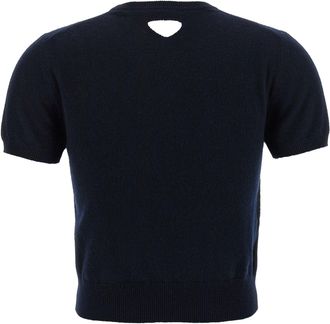 Prada Cashmere Cut-out Logo Sweater - Navy