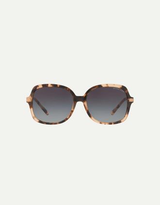 Michael Kors Adrianna ii eckige Sonnenbrille mit grauen Gl&auml;sern in Pink-Schildpattoptik-Rosa