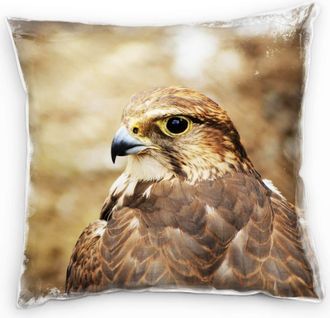 Paul Sinus Art Tiere, Falke, braun Deko Kissen 40x40cm für Couch Sofa Lounge Zierkissen - Dekoration zum Wohlfühlen