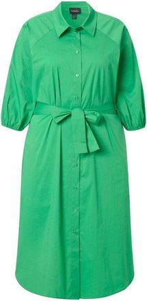Ulla Popken Midikleid Hemdblusenkleid A-Linie Hemdkragen 3/4-Ballon&auml;rmel