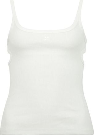 Courr&egrave;ges Femme, Tops, Blanc, Taille: 38 FR Buckle 90s Rib Tank Top